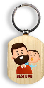 Regalocasilo Beautiful Natural Wood Key Ring With Cute Print And "Best ...