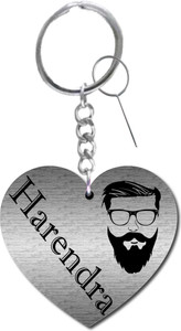 MorFex Harendra Name Heart Shape Arclic Wood Keychain With Steel Sim ...