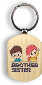Regalocasila Beautiful Cute Brother Sister Print Wood Sister Keyring ...