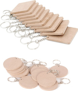 Ecomology Pack of 40 (20Round & 20Square) 2 Shape Key Chains with Ring ...