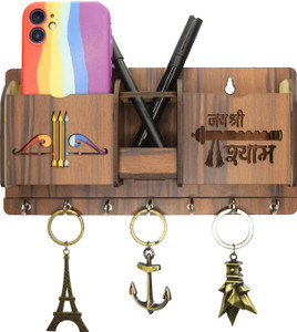ANCHI Name Jai Shree Shyam wooden Key Holder With Two Mobile Pocket and ...