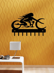 Alien Girl Bike Rider Metal Key Holder(1.5mm Thick Mild Steel, Black ...