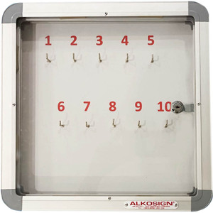 Alkosign Steel Hook Key Cabinet with Acrylic Lockable Door (10 Slots ...