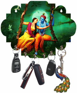 ambika fashion Radha Krishna Wooden Hanging Key Holder/Keychain Holder ...