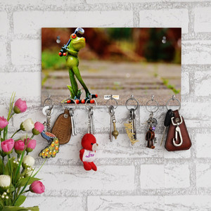 WEBELKART Premium Printed Funny Golf Frog Wooden KeyStand For Home Wood ...