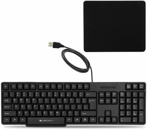ZEBRONICS K20 Keyboard and Mouse Pad Wired USB Standard Desktop ...