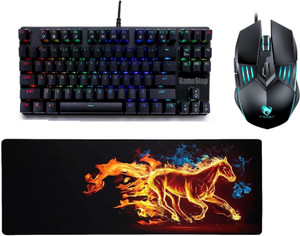 FKU GameStop Gaming Mechanical With Horse Mouse Pad T-WOLF Mouse Wired ...