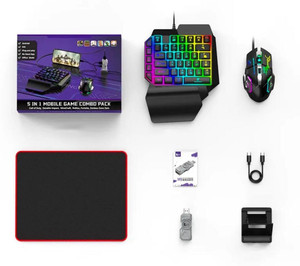 Playtastic 5 in 1 Mobile Game Combo Pack with RGB Mini Gaming Keyboard ...