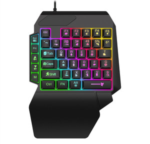 DWH F6 One-Handed RGB Gaming Keyboard with Wrist Rest and backlit , 35 ...