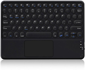BROLAVIYA Retro Round Bluetooth Keyboard with Touchpad Rechargeable ...