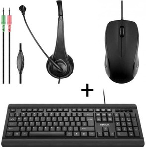 ASTRUM Wired Combo Keyboard+ Headset with Mic + Wired Mouse Wired USB ...
