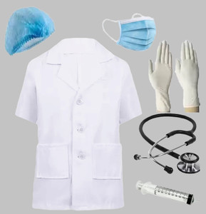 Fancy Steps Doctor Coat Half Sleeve with Accessories Set and cap Gloves ...