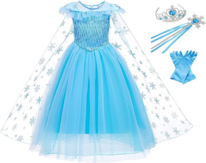 KENIM FASHION Elsa Frock for Girls| Frock with Accessories| Blue color ...