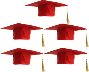 ITSMYCOSTUME Graduation Convocation Hat Cap Pack of 5 (Red) Kids ...
