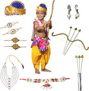 KAKU FANCY DRESSES Ram Costume for Boy (Magenta Dhoti, Patka, Mukut ...
