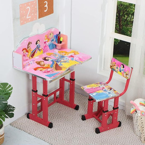 Bhella Kids Study Table and Chair Set with Printed Cartoon Design Metal ...