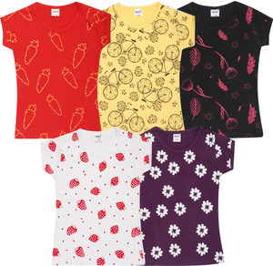 Flipkart.com | FAZZA Girls Printed Pure Cotton Regular T Shirt - Round Neck