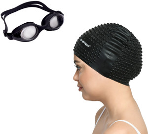 SHIFTER PREMIUM SWIMMING GOGGLE,ROUND BUBBLE SWIMMING CAP FOR SHORT AND ...