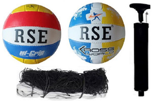 RSE HI GRIP and CROSS WORLD VOLLEYBALL with NYLON NET & PUMP Volleyball ...
