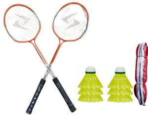 bulls fitness 2 PC Double Shaft Racket +Badminton Net + 6 PC Nylon ...