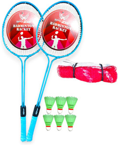 SPO Zone Badminton Racket Pack Of 2 With Shuttlecock With Net Badminton ...
