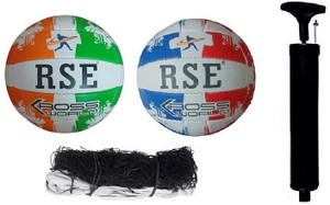RSE TRI COLOR and RED CROSS WORLD VOLLEYBALL with NYLON NET & PUMP ...