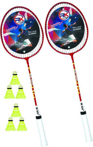 rk son Badminton racket pack of 2 with 6 piece plasic shuttle n ...