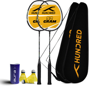 Hundred Powertek 200 (2 Strung Rackets with 2 Full Covers) & 3pc Aura ...