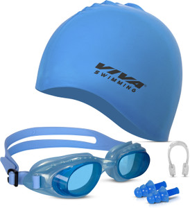 VIVA SWIMMING Swimming Goggles & Swimming Cap with 2 Ear Plug, Nose ...