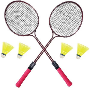 Parashoot 2 Pc Double Shaft Racket with 4 Pc Nylon Shuttle Badminton ...