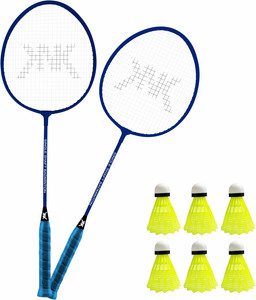 KNK Single Shaft Racket Pack Of 2 Piece With 6 Piece Plastic Shuttle ...
