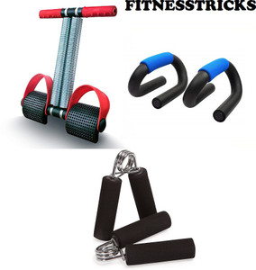 Fitnesstricks Combo Of Double Spring Tummy Trimmer With 2 Foam Hand ...