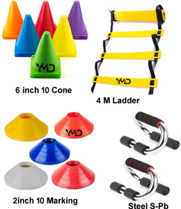 Dinetic 6 Inch Cone Pack 10, 10 Space Markers, 4 Meter Ladder Agility ...