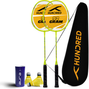 Hundred Powertek 200 (2 Strung Rackets with 1 Full Cover) & 3pc Aura ...