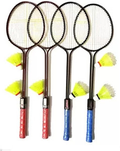 Forgesy 4 PC Double Shaft Racket With 6 PC Nylon Shuttle Branded ...