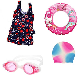 SVNFOXX Swimming Dress For Girls with Goggles, Swimming Set (3-5 Years ...