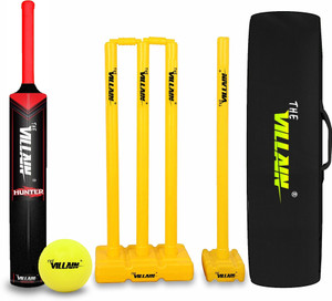 THE VILLAIN Hunter Plastic Cricket Bat (Full Size-Black) Bat-Ball ...