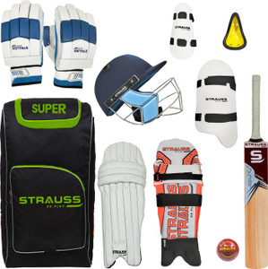 Strauss Standard (Super) Cricket Kit| Size 6| Set of 9 Complete Cricket ...