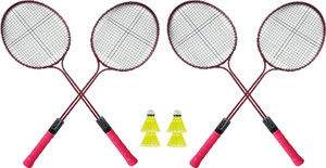 bulls fitness 4 Pc Double Shaft Racket with Plastic Shuttle cock ...