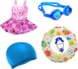 SVNFOXX Kids Swimming Dress For GIlrs 4-5 Years 1 Swimsuit 1 Goggles ...