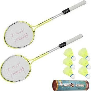 MINESFIT Badminton Complete Racquets, 2 Wide Body Racket with 6 ...