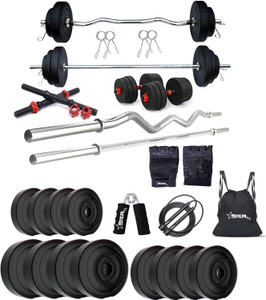 STARX 30 kg PVC GYM KIT WITH 3FT CURL, 3FT STRAIGHT ROD AND ACCESSORIES ...