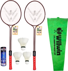 WILLWIN Super combo Pack Set of 2 Racket And 3 Feather Shuttle With ...