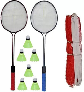 Forgesy Double shaft racket set with NET and 6 pc plastic shuttlecocks ...