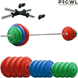 PROWL 10 kg 40 kg Solid Rubber Kit - 4 Ft Plain and One Pair Dumbbell ...