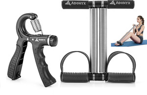 ADONYX Fitness Combo of Tummy trimmer & Adjustable Hand Exerciser ...