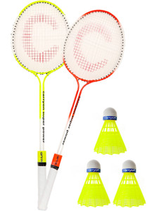 CARRY ON Double Shaft Racket Of 2 With 3 Pc Nylon Shuttlecock Badminton ...