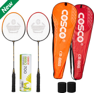 COSCO CB-888 Combo - 2 Racquet with 6 Shuttle (2 Wrist Band) Badminton ...