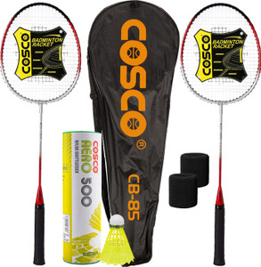 COSCO Combo Of 10, 2 CB-85 Badminton Racket, 6 Shuttle, 2 Wrist Band ...