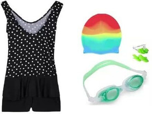 SVNFOXX Swimming Costume For Girls with Goggles SwimCap and Nosepin ...
